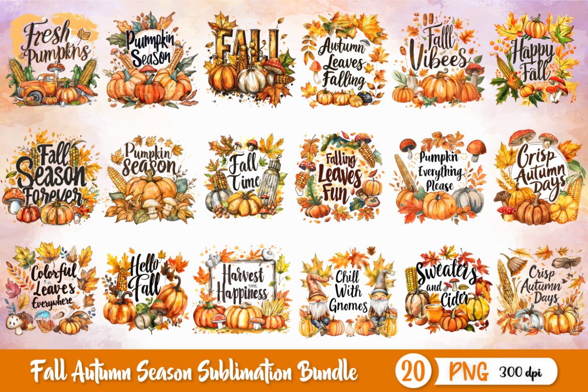 Fall Autumn Season Sublimation Bundle | Deeezy
