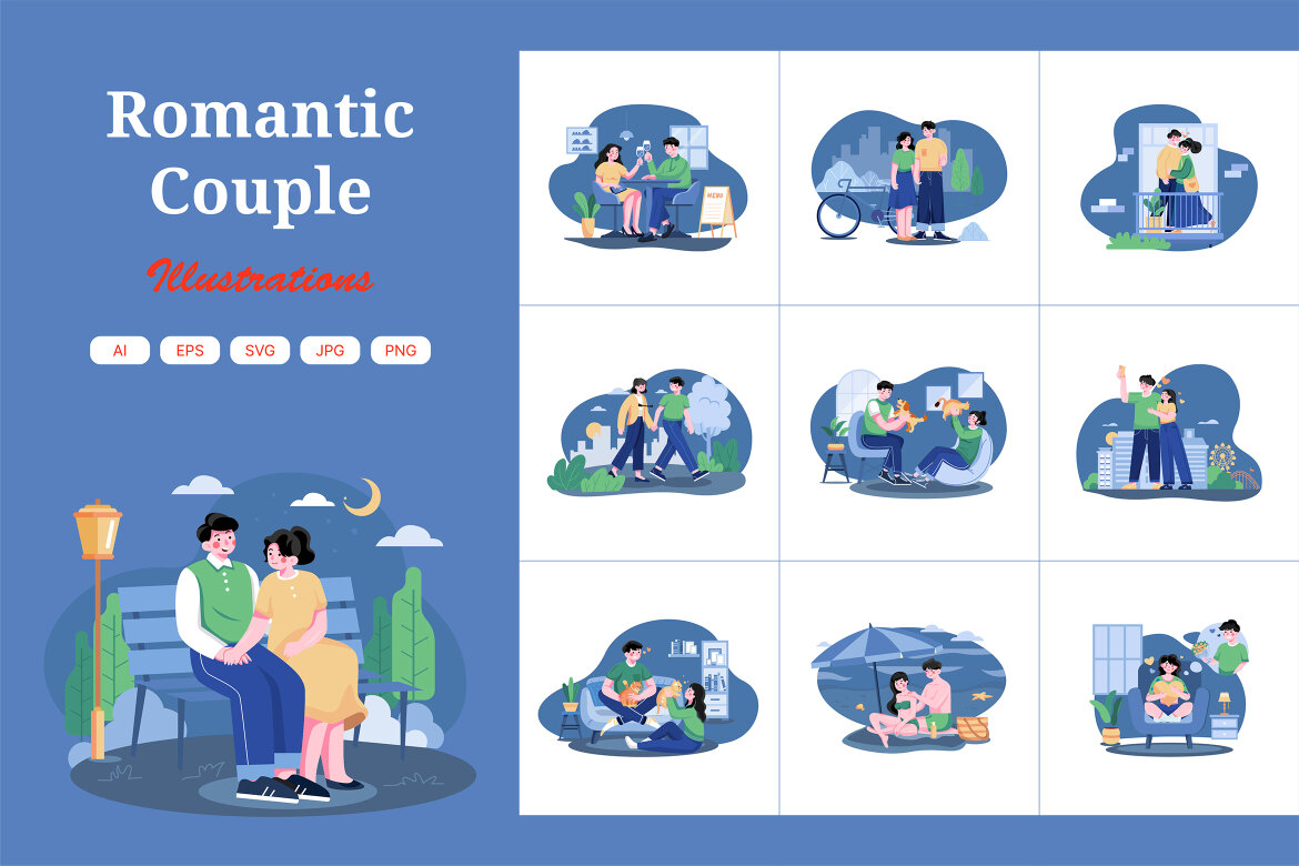 M440_Romantic Couple Illustration Pack | Deeezy