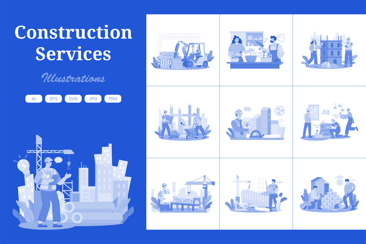 M735_Construction Services Illustration Pack 1 | Deeezy