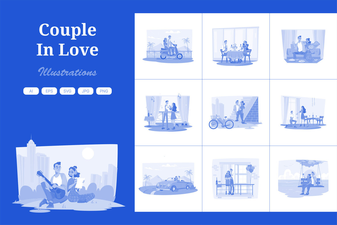 M667_Couple In Love Illustration Pack | Deeezy