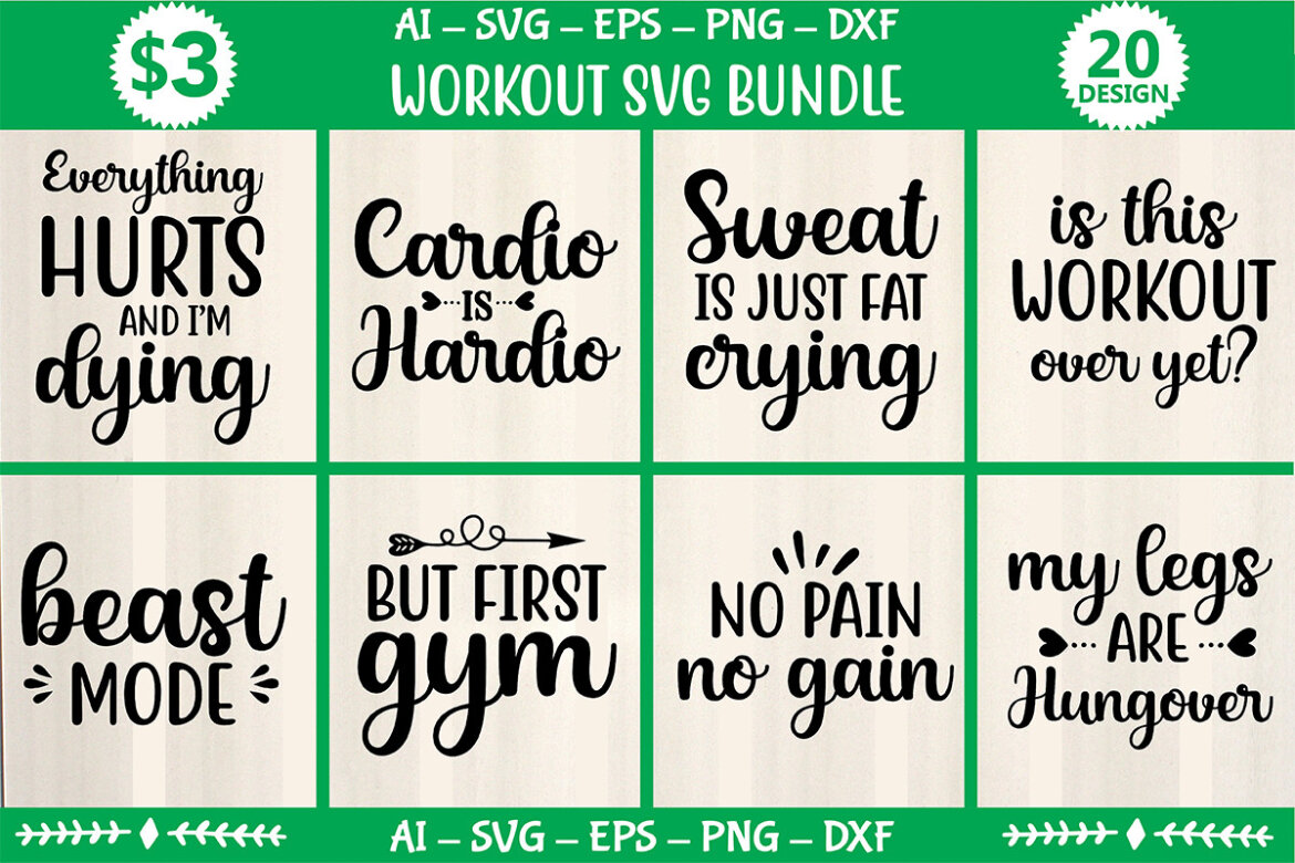 Workout SVG Bundle | Deeezy