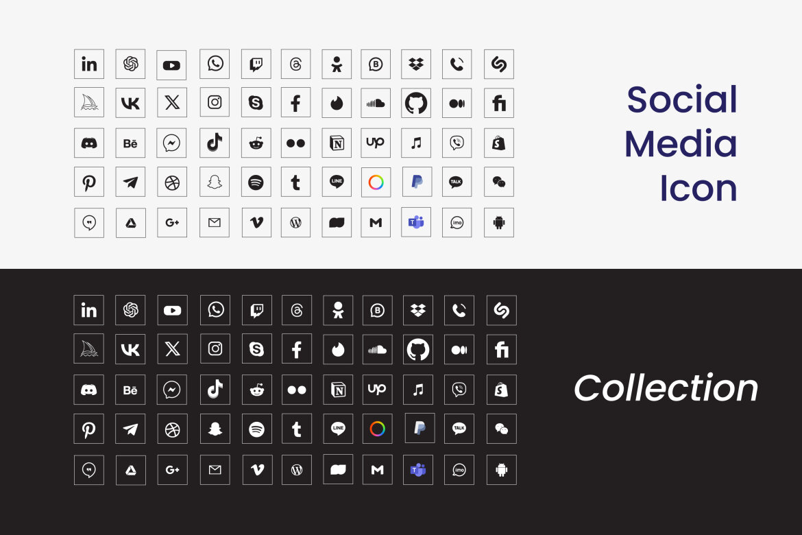 Square Social Media Icons Set | Deeezy