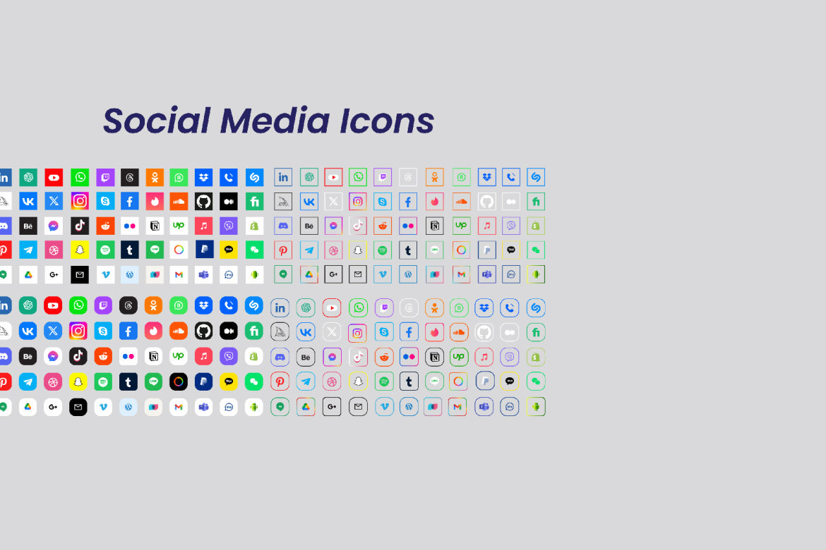 Square Social Media Icons Set | Deeezy