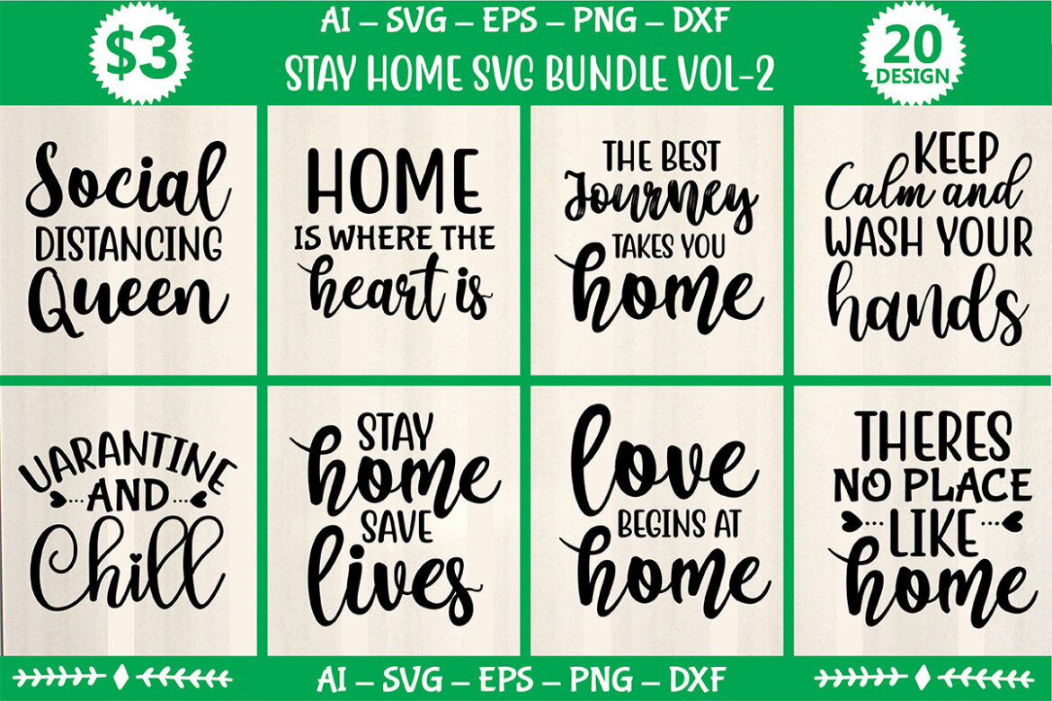 Stay Home SVG Bundle | Deeezy