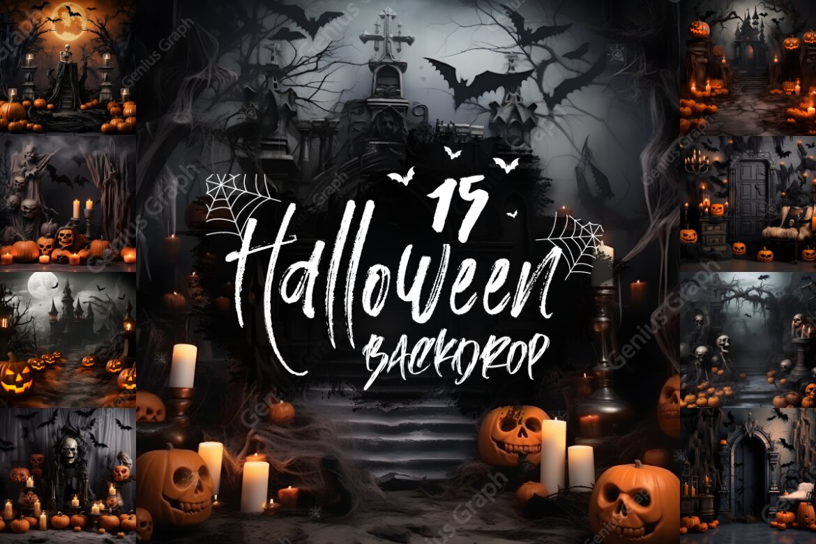 Halloween Digital Backdrops Bundle | Deeezy