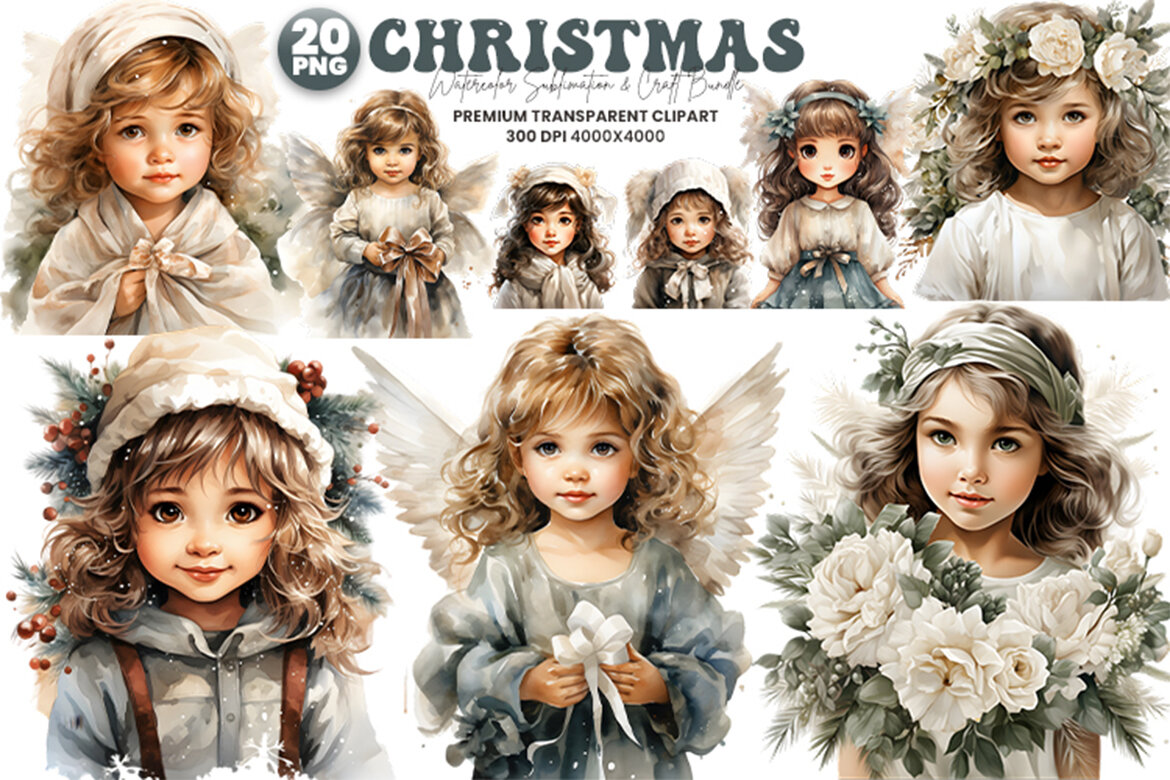 Watercolor Christmas Angel FREE Clipart | Deeezy