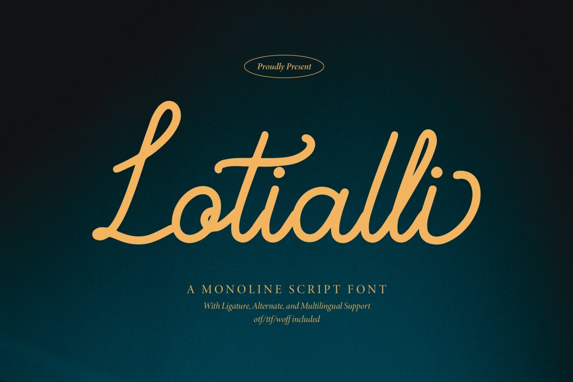 Lotialli | Monoline Script Font | Deeezy