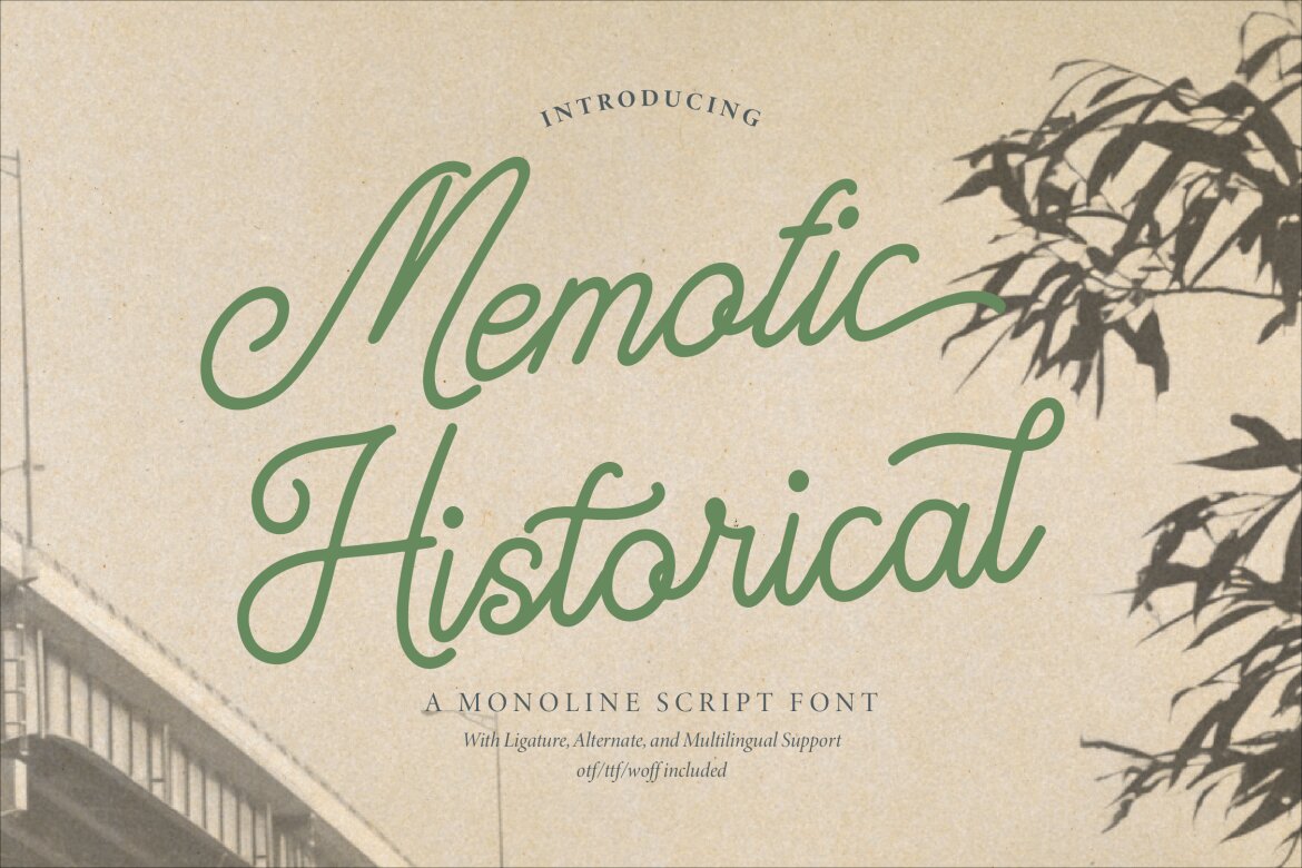 Memotic Historical | Monoline Script Font | Deeezy