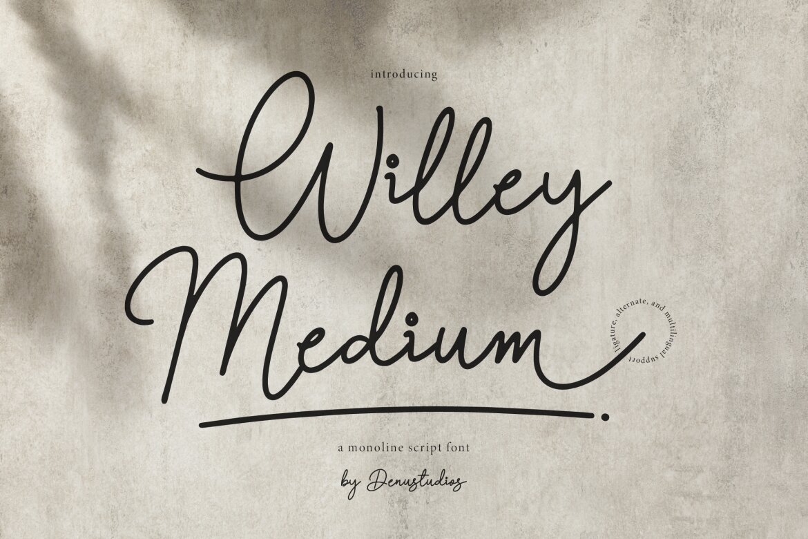 Willey Medium | Monoline Script Font | Deeezy