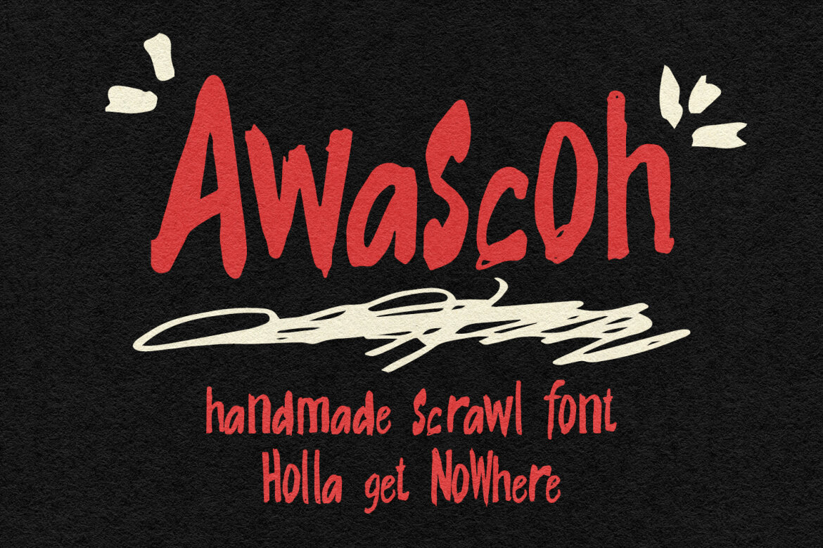 Awascoh Handmade Handwritten Scrawl Font | Deeezy