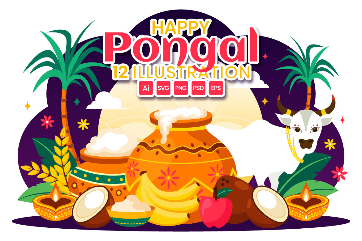 12 Happy Pongal Celebration Illustration | Deeezy