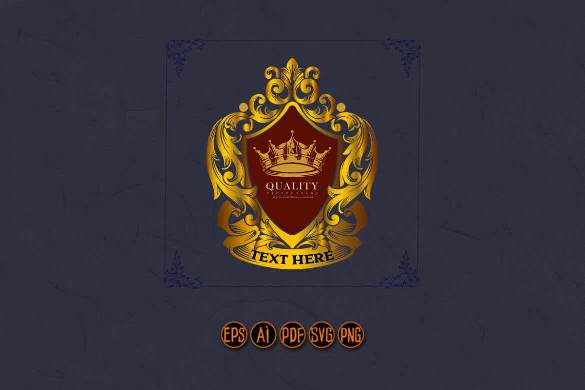 Luxury Shield Royal Logo Gold Crown Ornate Calligraphic | Deeezy