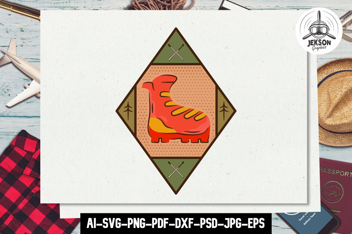 Camping Sticker PNG | Printable Hiking Boot SVG Cricut | Deeezy