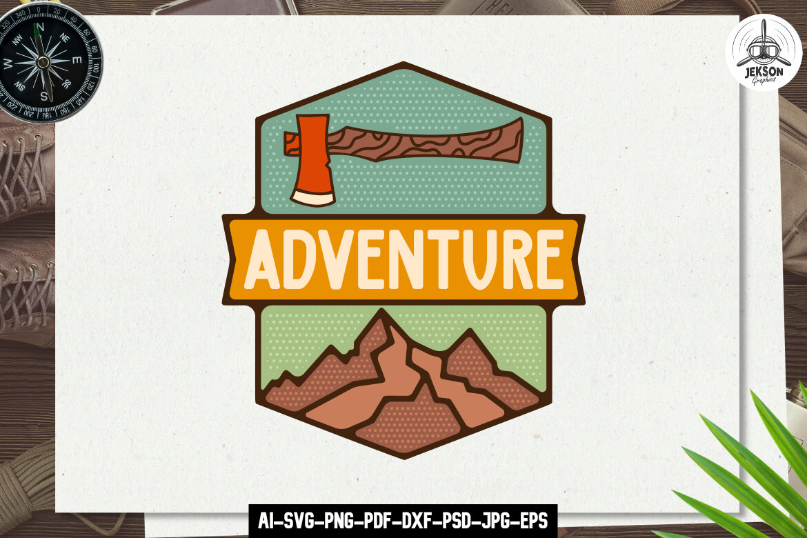 Camping Logo Design SVG Mountain Sublimation Axe Logo PNG | Deeezy