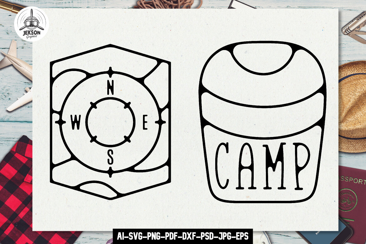 2 Camping Silhouette SVG Cricut File Outdoor Cutting PNG DXF | Deeezy