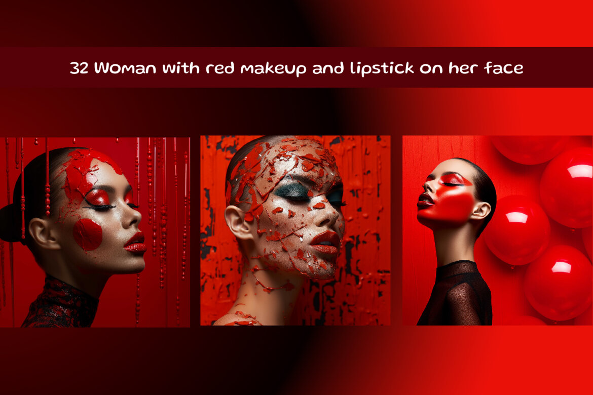 Woman with red makeup and lipstick on her face | Deeezy