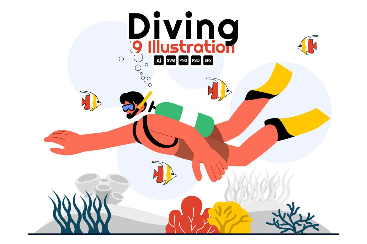 9 Underwater Diving Sport Illustration | Deeezy