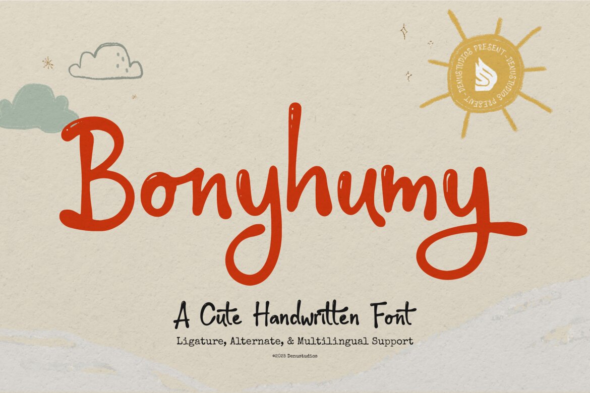 Bonyhumy | Cute Handwritten Font | Deeezy