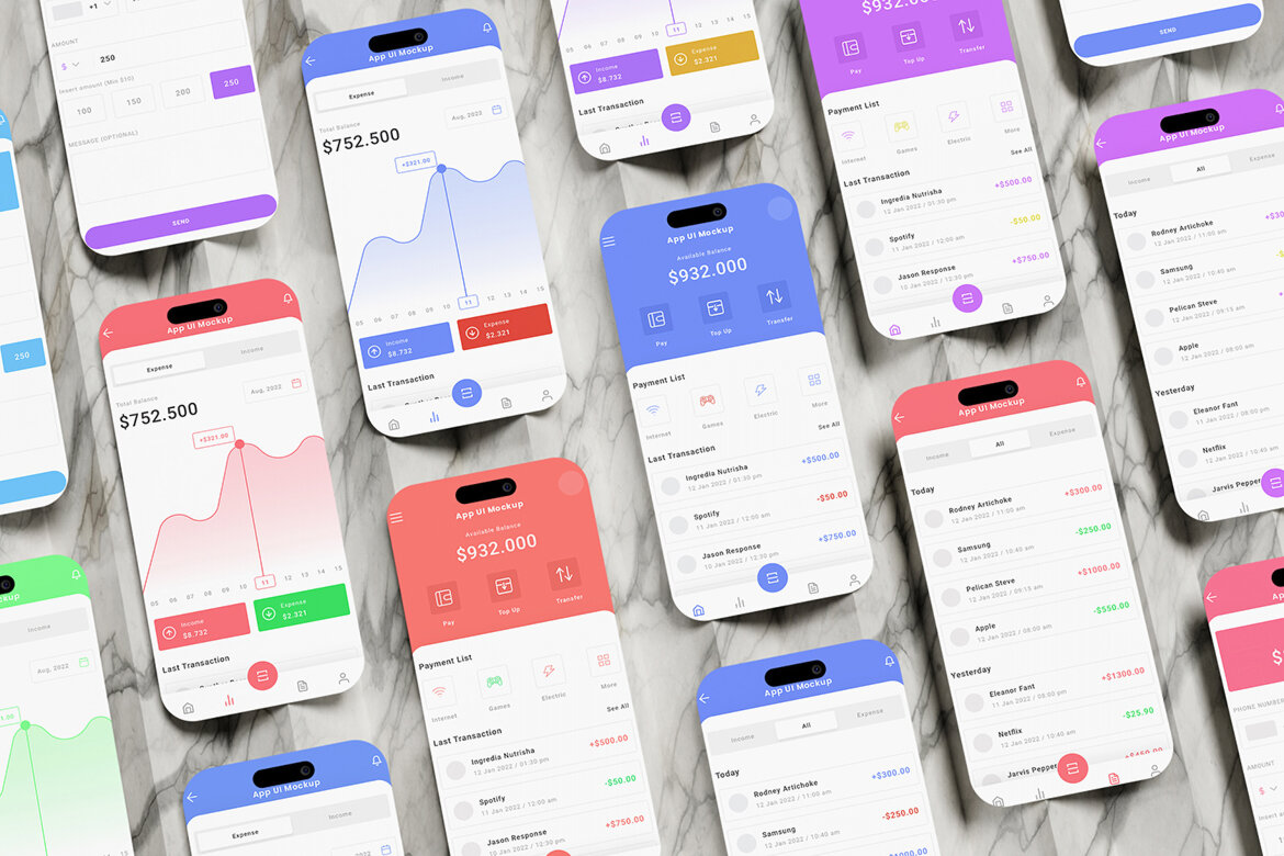 App UI Free Mockup with Variant Background | Deeezy