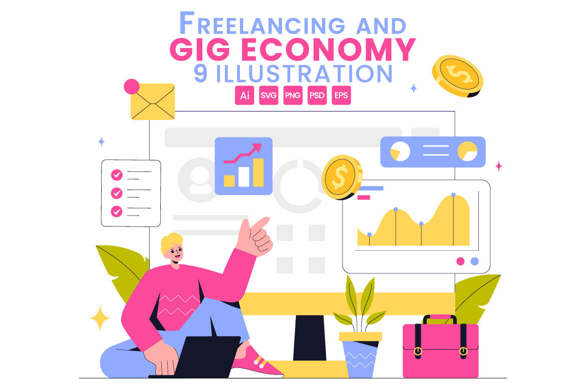 9 Freelancing and Gig Economy Illustration | Deeezy