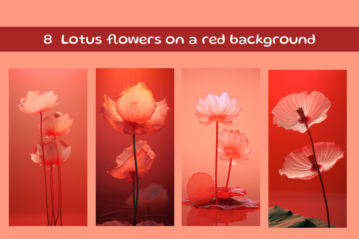 Lotus flowers on a red background | Deeezy