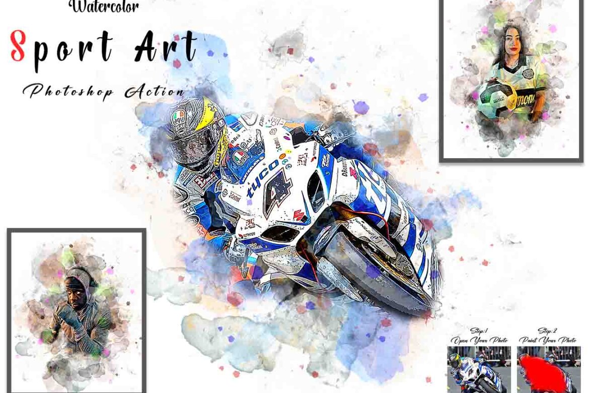 Watercolor Sport Art Photoshop Action | Deeezy