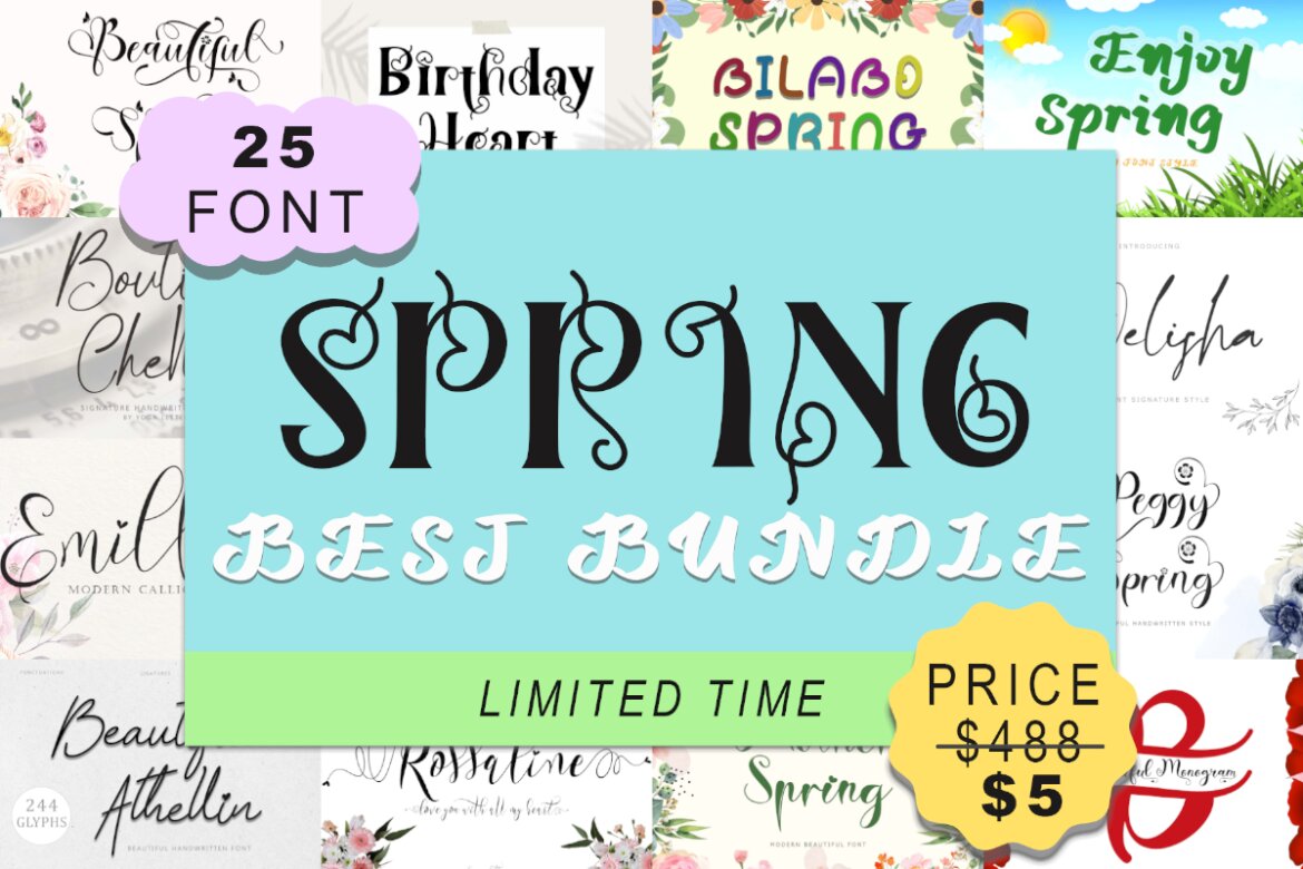 Spring Best Bundle - 25 Fonts | Deeezy