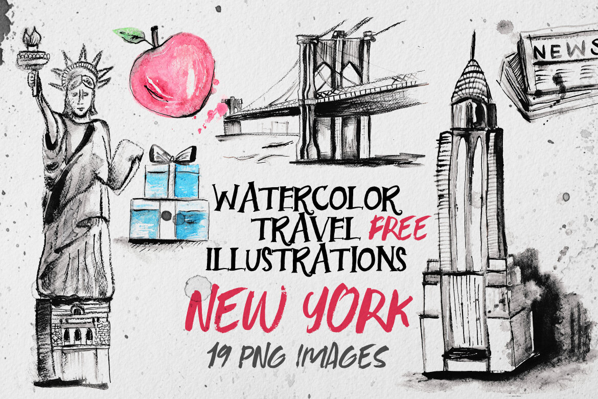 Free Watercolor NY Travel Illustrations | Deeezy