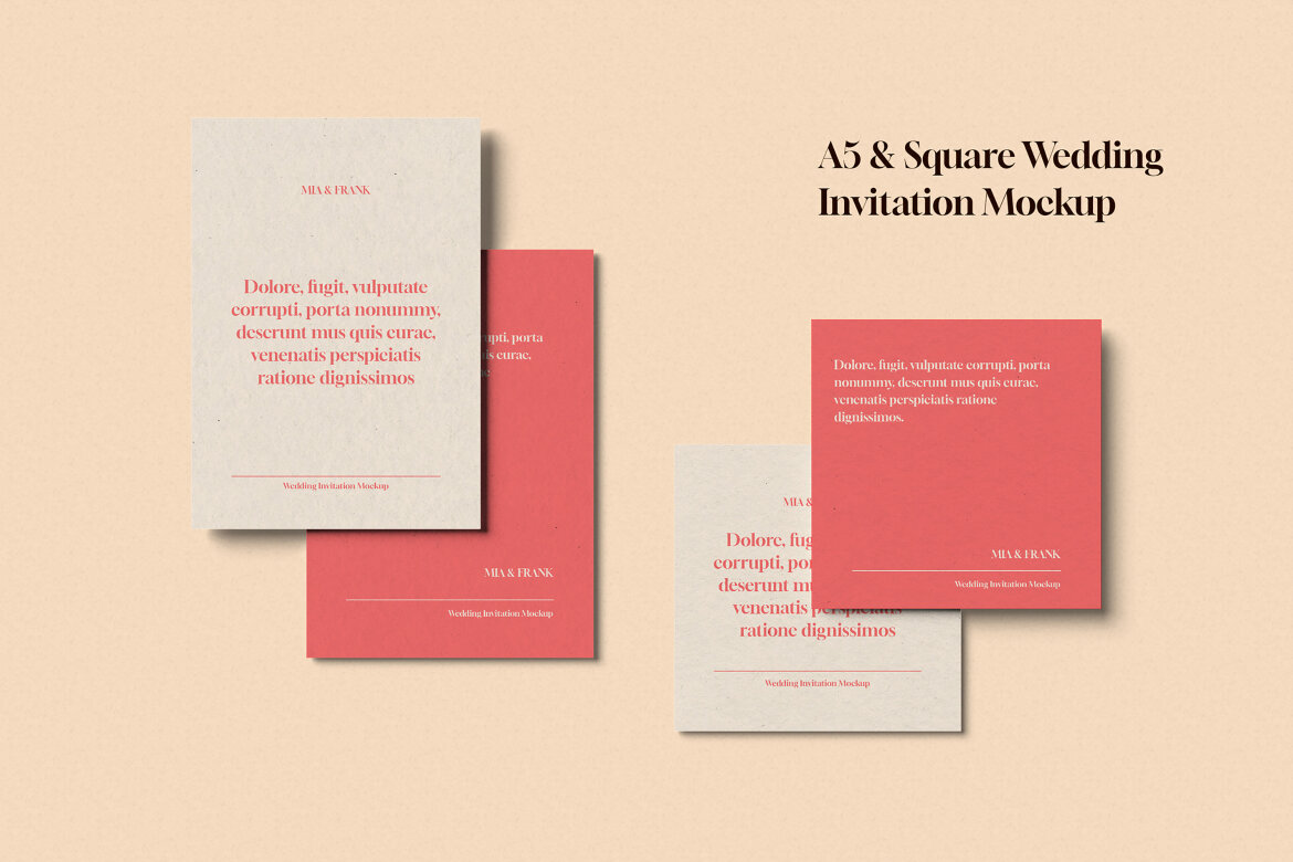 A5 and Square Invitation Card FREE Mockup | Deeezy