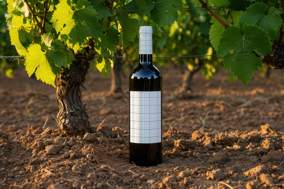 Wine Bottles on Vineyard Label Mockups | Deeezy
