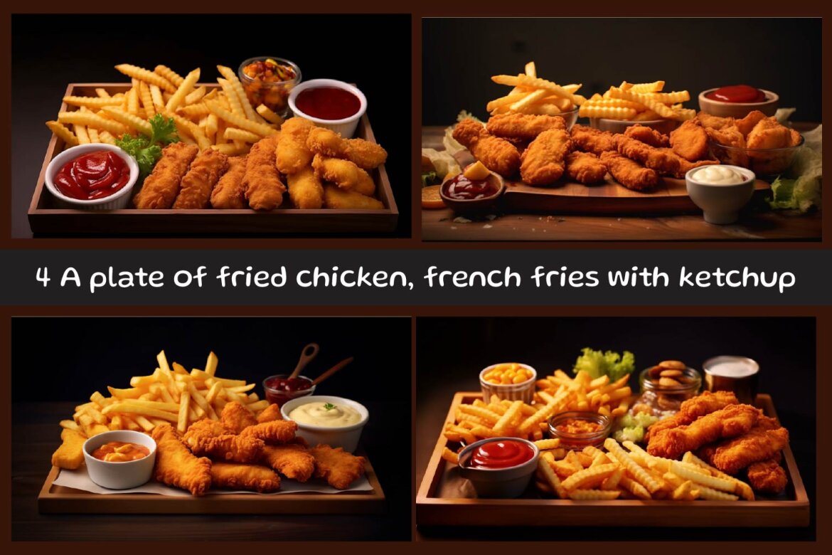 A plate of fried chicken, french fries with ketchup and mayonnaise | Deeezy