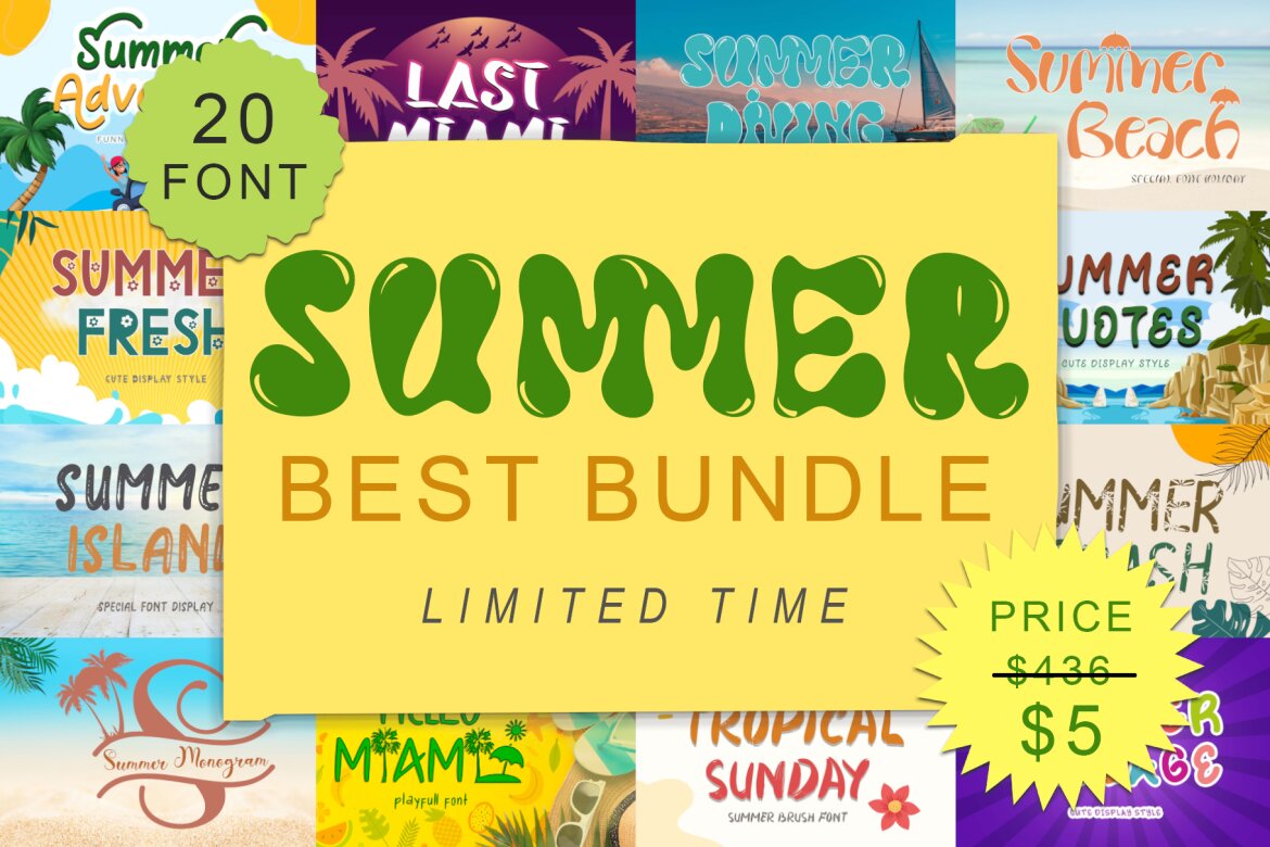 Summer Best Bundle - 20 Fonts | Deeezy