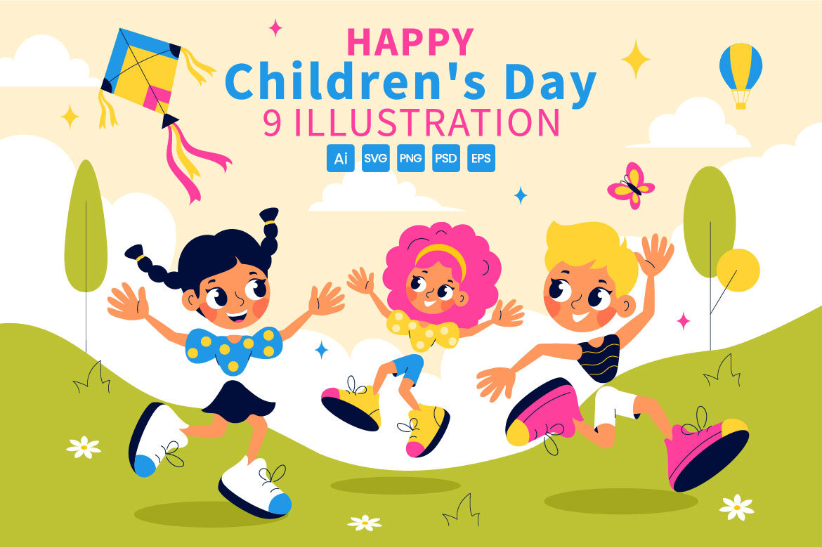 9 Happy Children's Day Vector Illustration | Deeezy