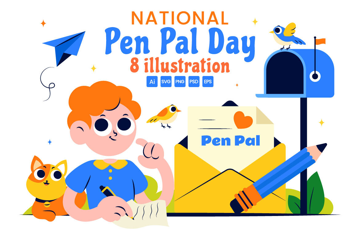 8 National Pen Pal Day Illustration | Deeezy