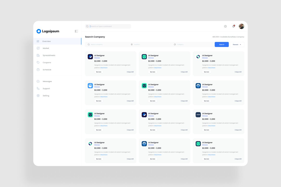 Job Listing Dashboard UI Kit | Deeezy