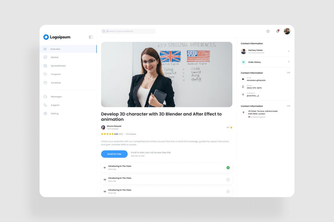 Online Learning Dashboard UI Kit | Deeezy