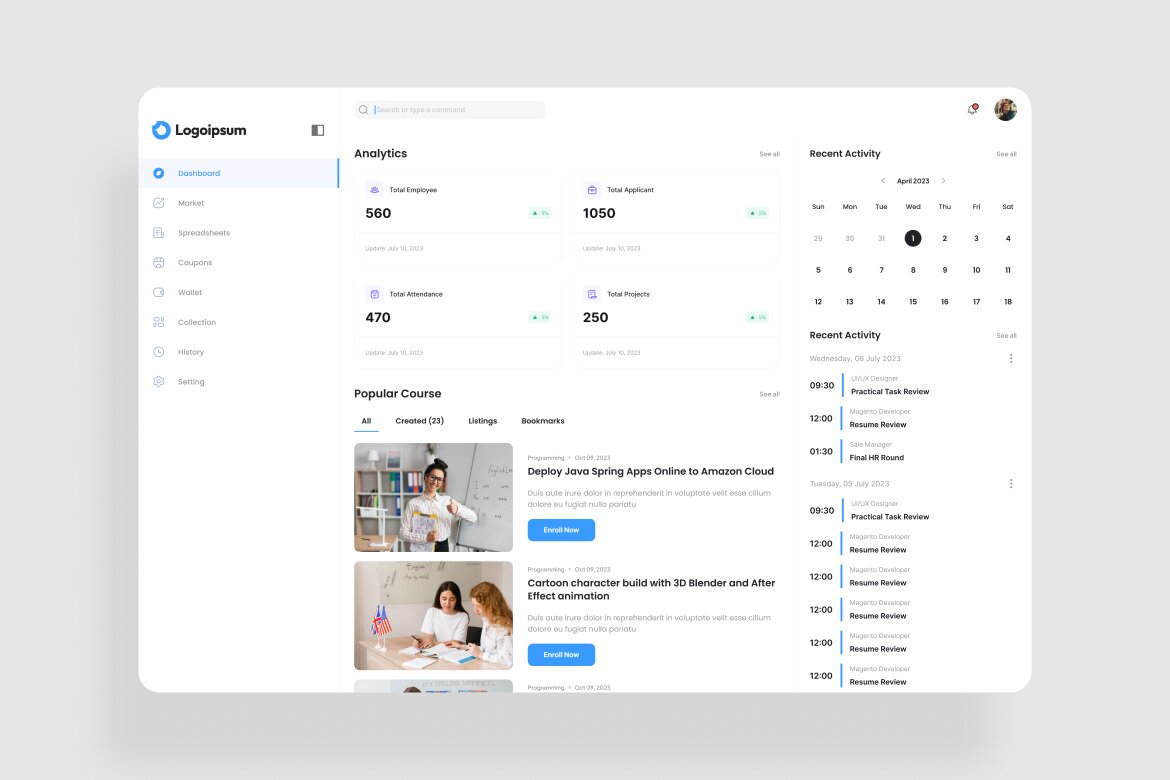 Online Course Dashboard UI Kit | Deeezy