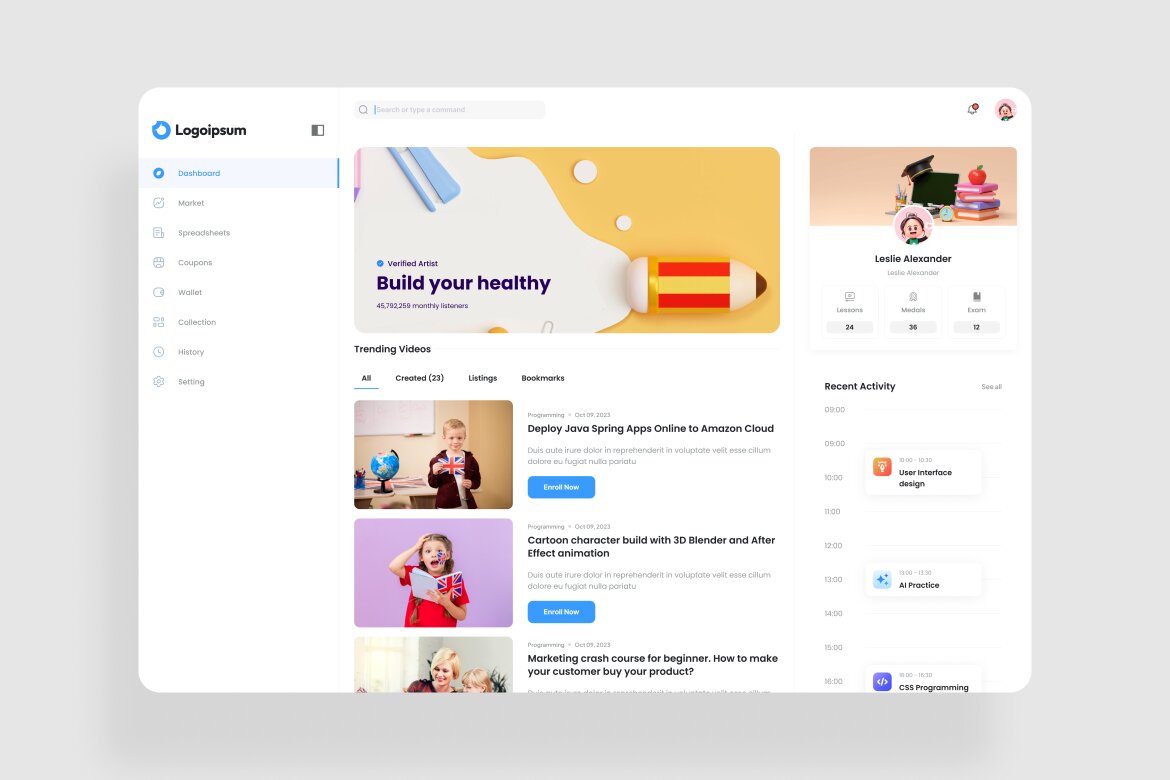 English Learning Dashboard UI Kit | Deeezy