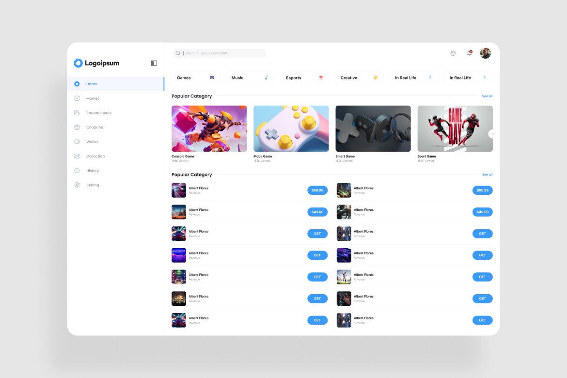 Game Store Dashboard UI Kit | Deeezy