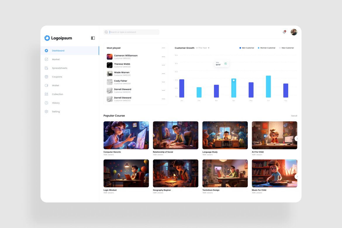 Online Learning Dashboard UI Kit | Deeezy