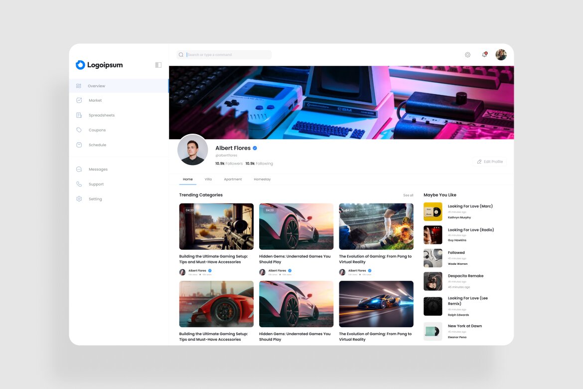 Gamming Stream Dashboard UI Kit | Deeezy