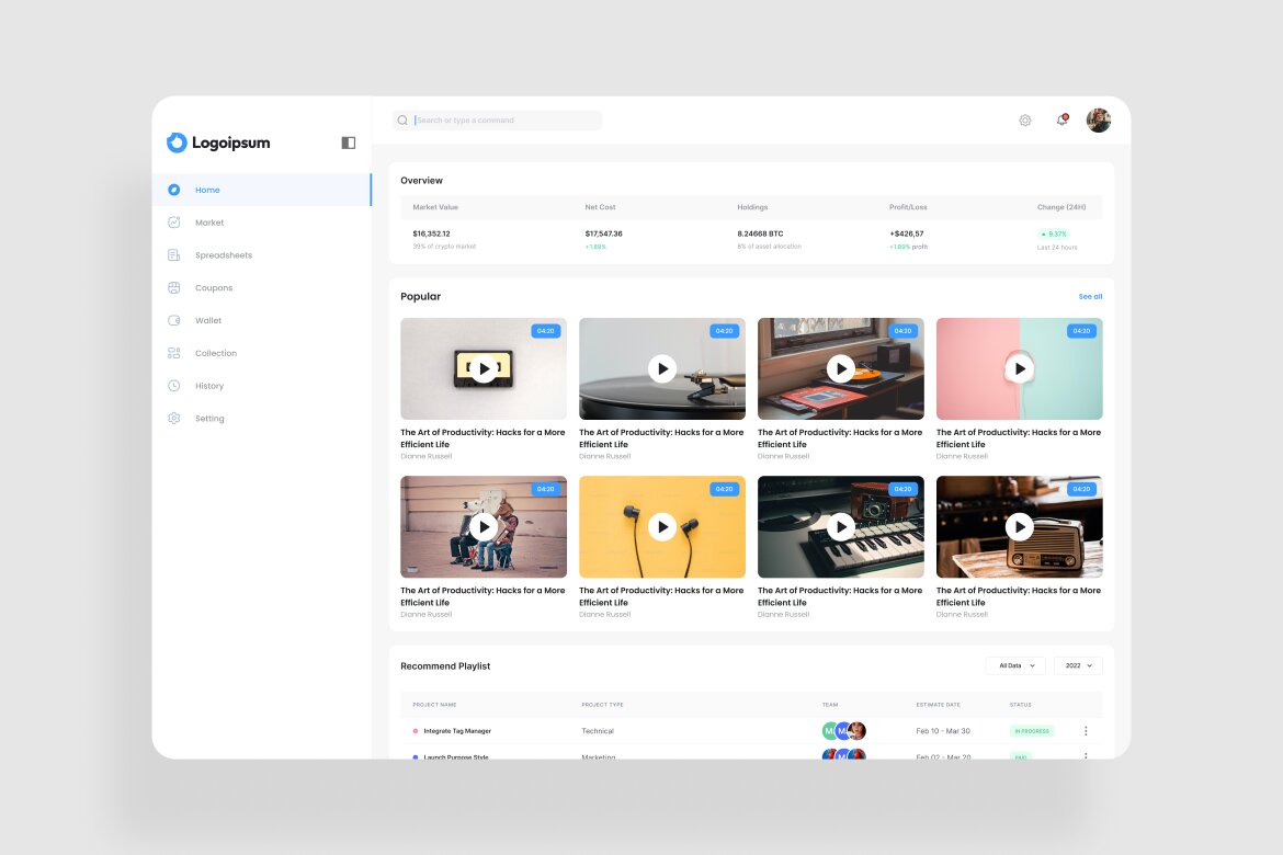 Music Play Dashboard UI Kit | Deeezy