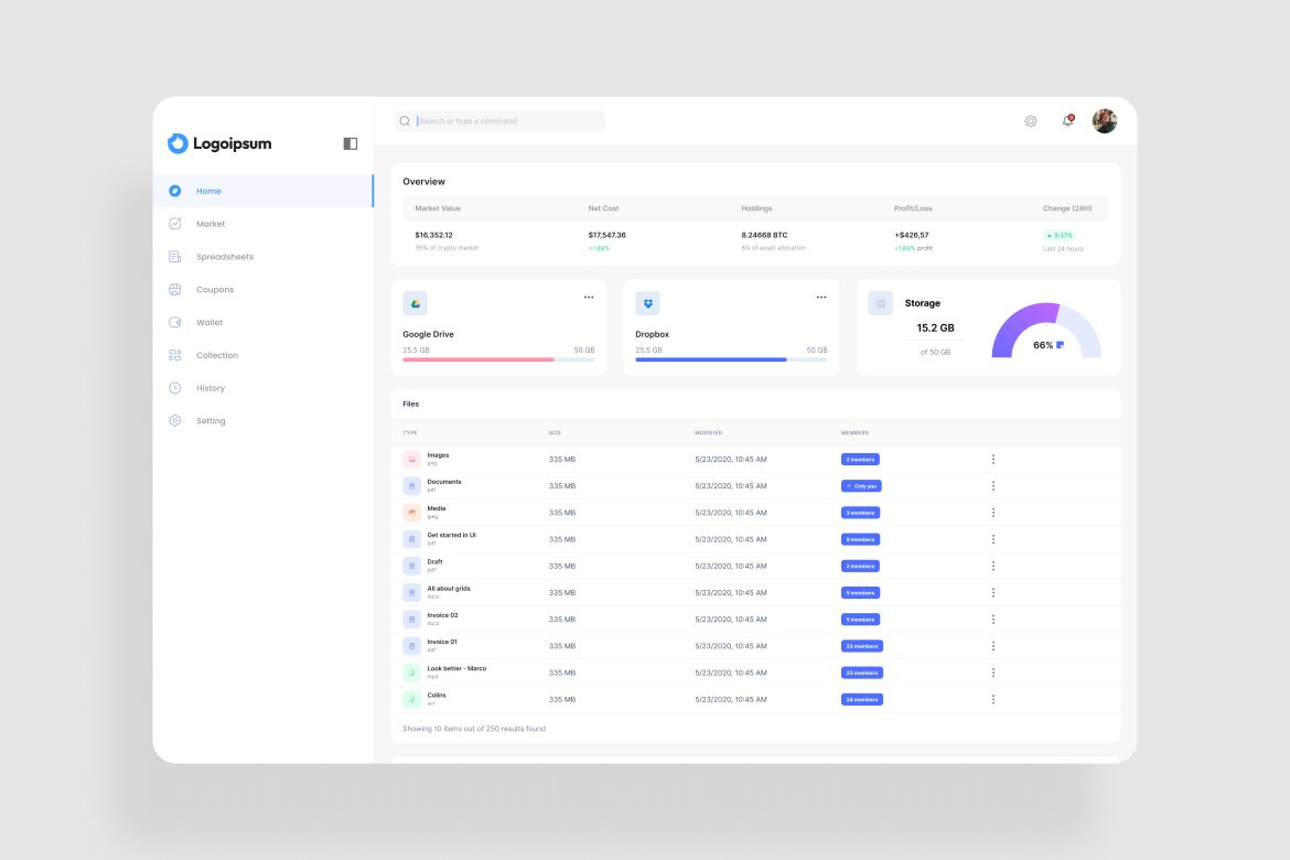Storage Manage Dashboard UI Kit | Deeezy