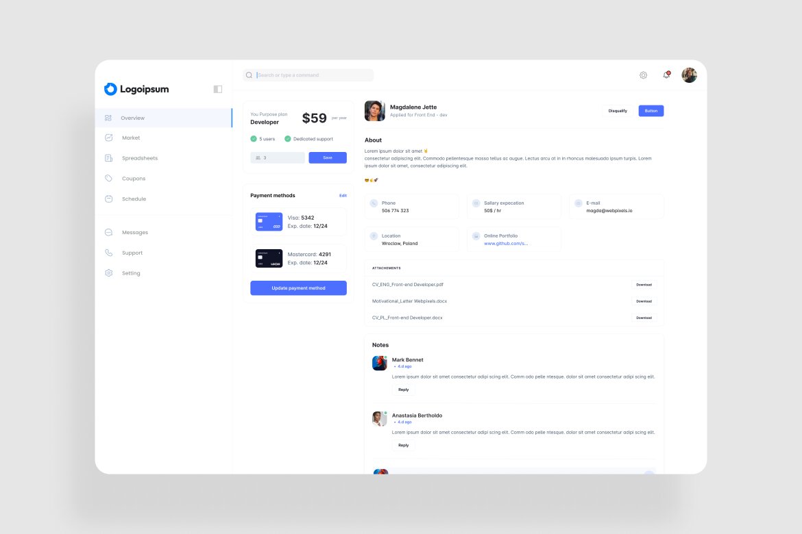 Personal Portfolio Dashboard UI Kit | Deeezy