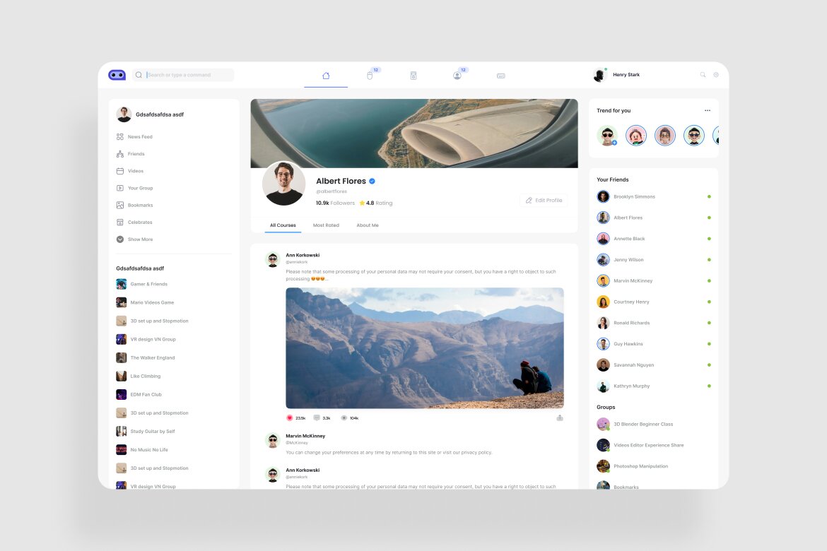 Social Media Dashboard Ui Kit Deeezy