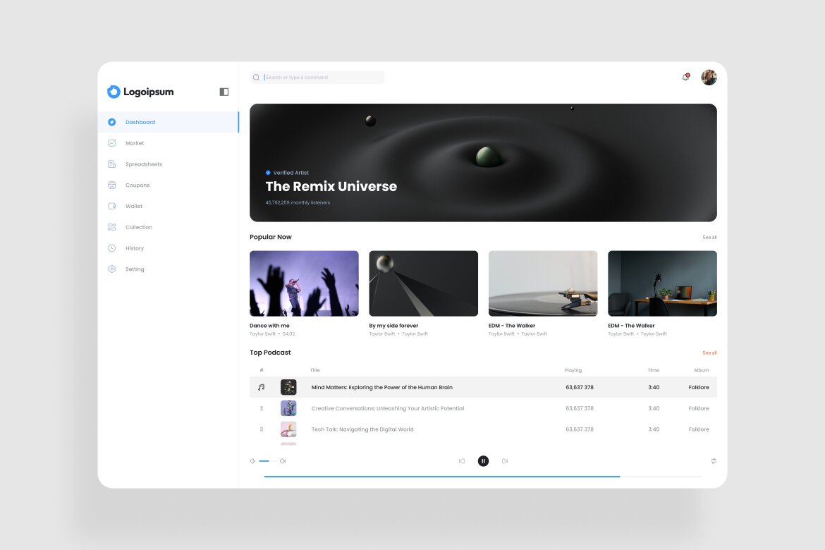 Music Player Dashboard UI Kit | Deeezy