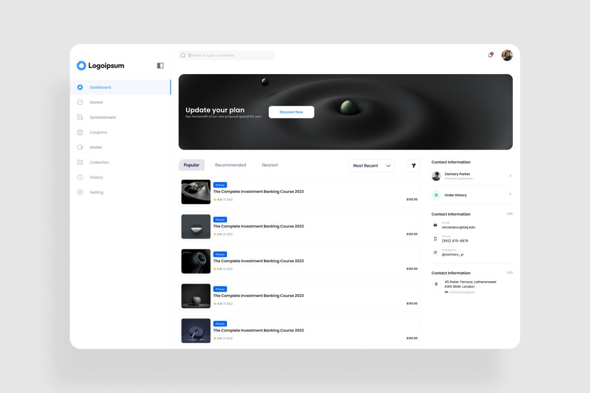Online Course Dashboard UI Kit | Deeezy