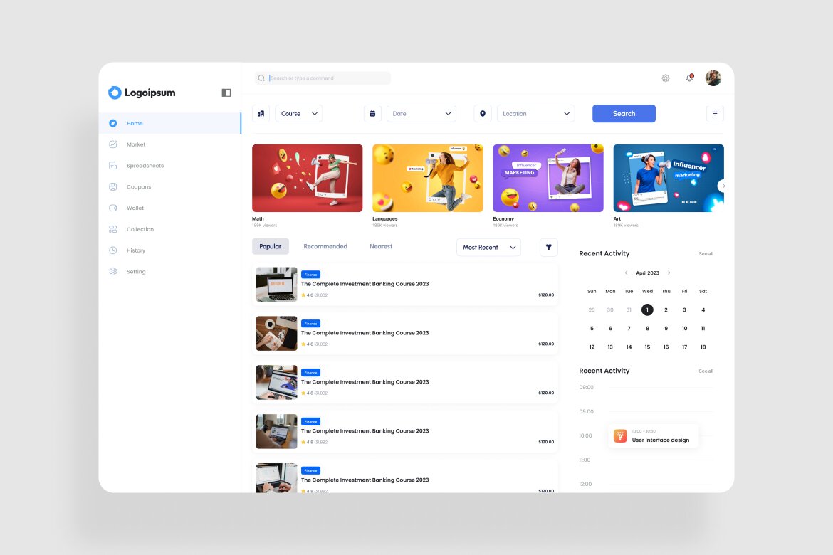 E-Learning Dashboard UI Kit | Deeezy