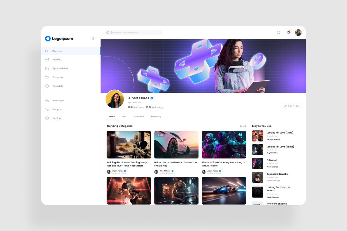 Gamming Stream Dashboard UI Kit | Deeezy