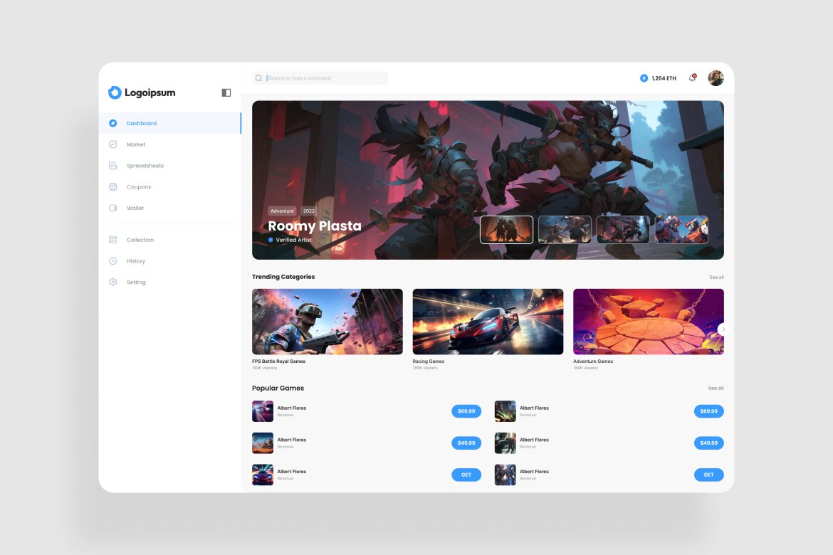 Game Store Dashboard UI Kit | Deeezy
